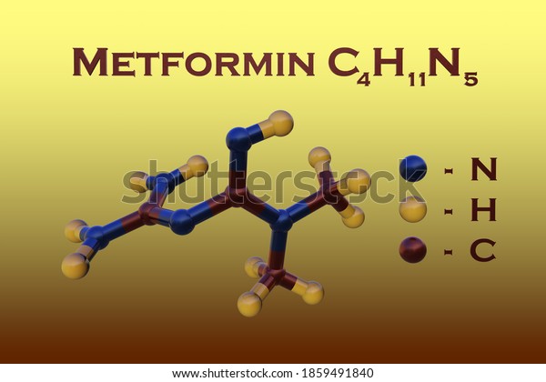 Structural Chemical Formula Molecular Model Metformin Stock ...