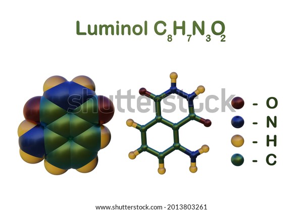 Structural Chemical Formula Molecular Model Luminol Stock Illustration ...