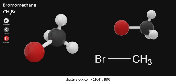 Structural Chemical Formula Molecular Structure Bromomethane Stock ...