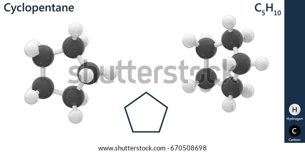 Structural Chemical Formula Molecular Structure Cyclopentanec5h10 스톡 ...