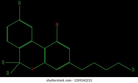 Structural Formula Cannabinol Molecule Black Background Stock ...