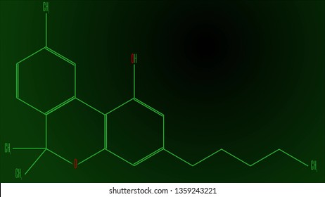 Structural Formula Cannabinol Molecule Black Green Stock Illustration ...