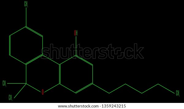 Structural Formula Cannabinol Molecule Black Background Stock ...