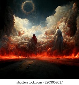 Struggle Between Heaven Hell Fire Environment Stock Illustration 2203052017 | Shutterstock