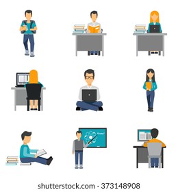 Student Design Concept Set Flat University Stock Vector (Royalty Free ...