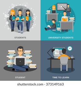 Student Design Concept Set Flat University Stock Vector (Royalty Free ...