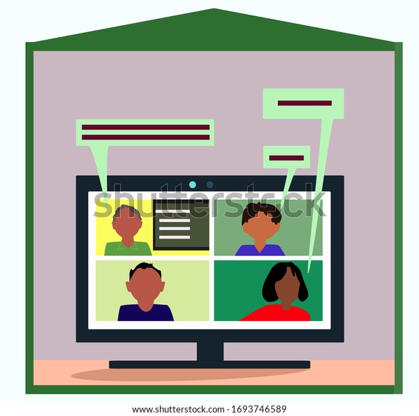 Student Teacher Online Class Interactive Discussion Stock Illustration ...