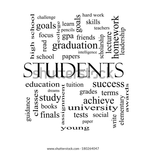 Students Word Cloud Concept Black White Stock Illustration 180264047 ...
