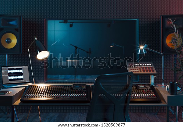 Studio Computer Music Station Set Professional Stock Illustration ...