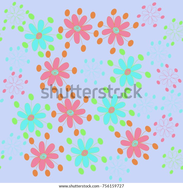 Stylized Flowers Patternellipses Spirals Hand Drawn Stock Illustration ...