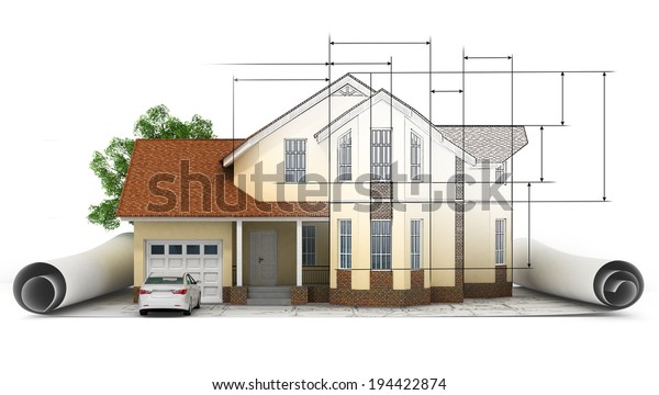 Stylized House Model Floor Plan Ruler Stock Illustration 194422874 ...