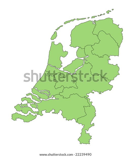 Stylized Map Netherlands Green Tone Showing 库存插图 22239490 | Shutterstock