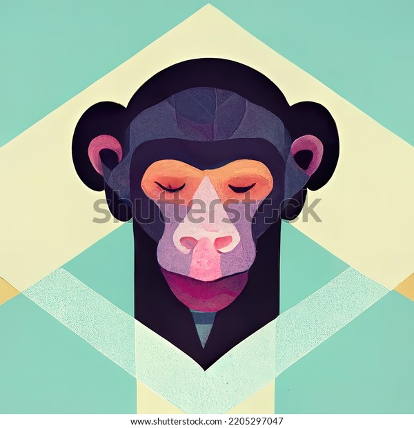 Stylized Monkey Head Flat Illustration Stylized Stock Illustration ...