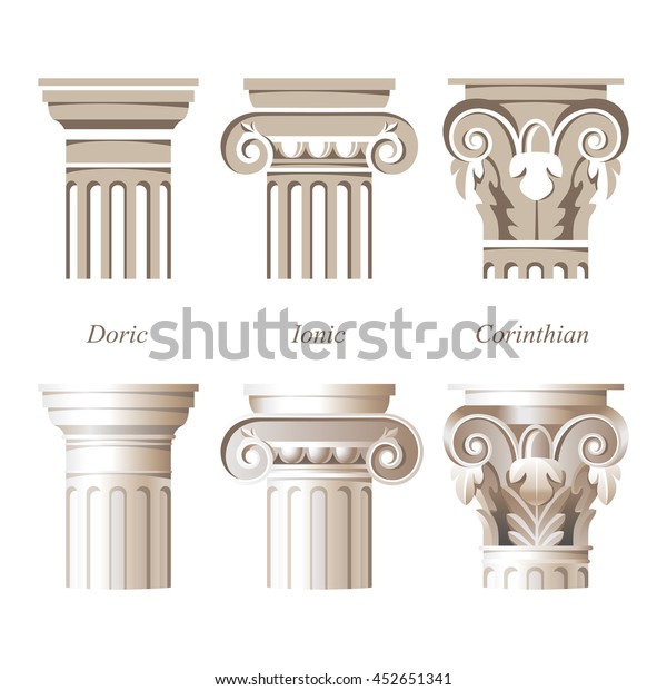 Stylized Realistic Columns Different Styles Ionic Stock Illustration ...