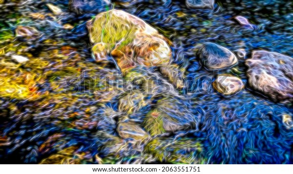 Stylized River Flow Over Rocks Stock Illustration 2063551751 | Shutterstock