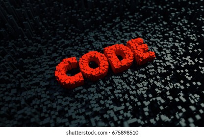 Stylized Text Code On Black Cubes Stock Illustration 675898510 ...