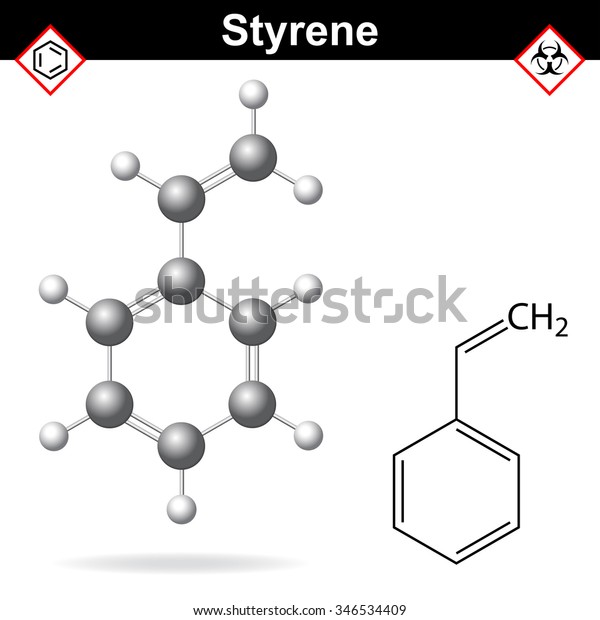 Styrene Molecule Structural Chemical Formula Model Stock Illustration ...