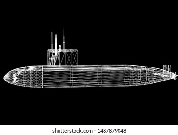 Submarine Drawing 3d Rendering Stock Illustration 1491517553 | Shutterstock