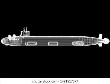 Submarine Drawing 3d Rendering Stock Illustration 1491517577 | Shutterstock