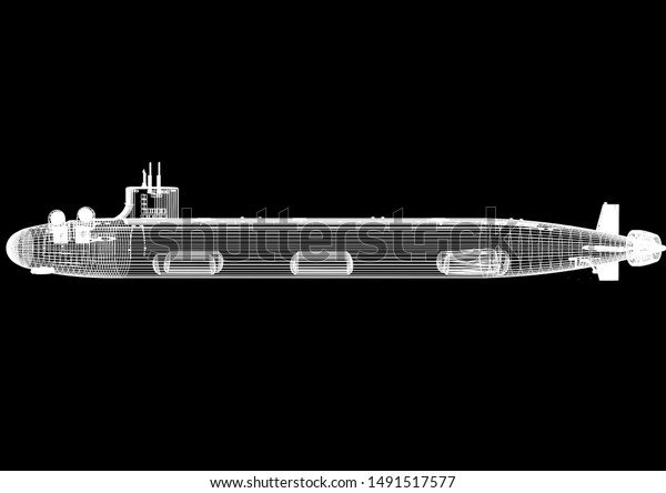 Submarine Drawing 3d Rendering Stock Illustration 1491517577 | Shutterstock