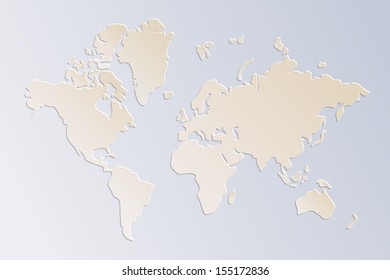Subtle 3d Paper World Map Illustration Stock Illustration 155172836 ...
