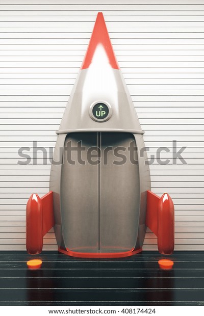 Success Concept Rocket Elevator 3d Rendering Stock Illustration ...