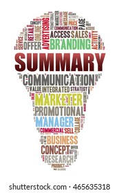 Summary Word On Word Cloud Concept Stock Illustration 465635318 ...