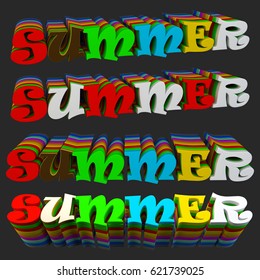 Summer 3d Text Stock Illustration 621739004