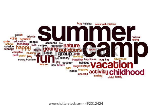 Summer Camp Word Cloud Concept: стоковая иллюстрация, 492312424 ...