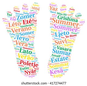 Summer Different Languages Word Cloud Stock Illustration 417274477 ...