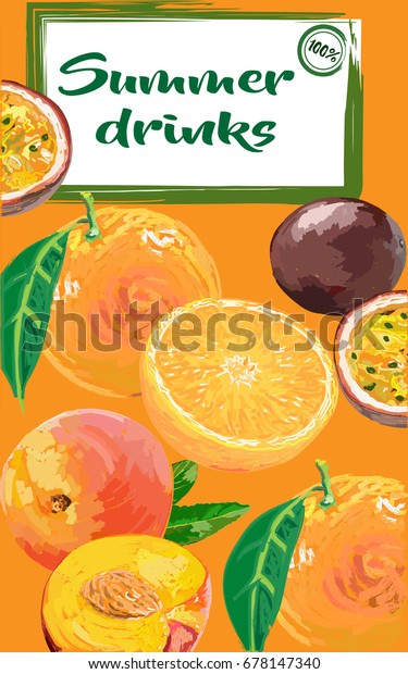 Summer Drinks Label Background Hand Drawn Stock Illustration 678147340 ...