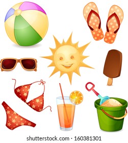Summer Elements Isolated On White Stock Illustration 160381301 ...