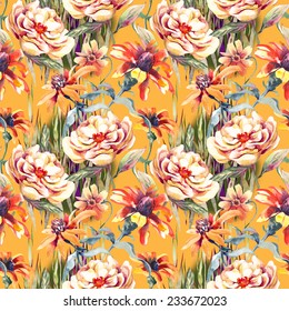 Summer Flowers Seamless Pattern Stock Illustration 233672023 | Shutterstock