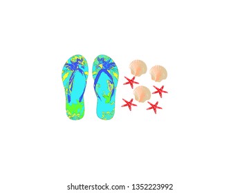 Summer Pattern Flip Flops Beach Isolated Stock Illustration 1352223992 ...