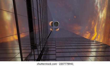 Sun Eclipse Over Glass Skyscraper 3d Stock Illustration 2207778941 ...