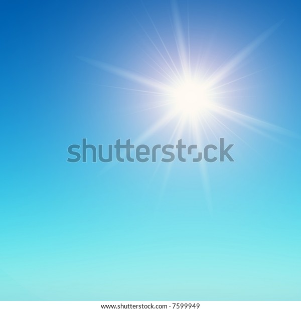 Sun Rays Clear Sky Stock Illustration 7599949