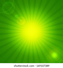Sun Rays Green Background Stock Illustration 169107389 | Shutterstock