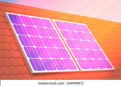 Sun Rays Solar Panel Mounted On Stock Illustration 254990872 | Shutterstock
