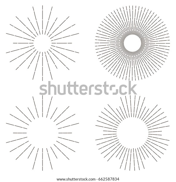 Sunburst Set Sunshine Element Light Rays: ภาพประกอบสต็อก 662587834 ...