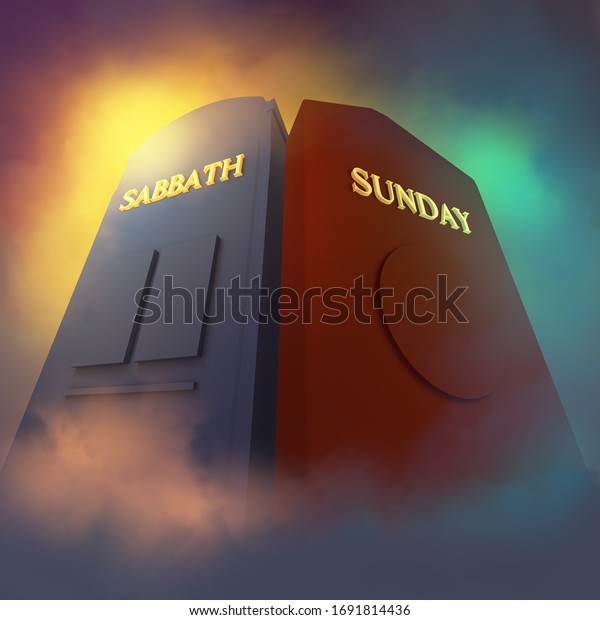 Sunday and Sabbath compared, 3d rendering illustration