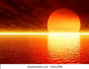 Illustration Sunset View Design Background Template Stock Vector ...