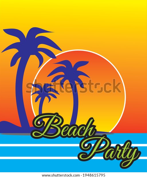 Sunset Beach Background Logo Design Stock Illustration 1948615795 ...