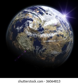 Sunset Earth Planet Deep Space: ilustración de stock 36064813 ...