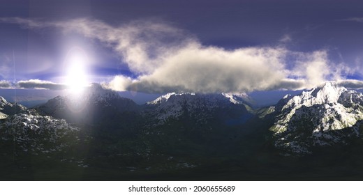 Sunset Mountains Hdri Environment Map Round Stock Illustration ...