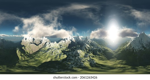 Sunset Mountains Hdri Environment Map Round Stock Illustration ...