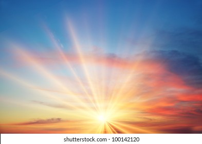 Sunset Sunrise Clouds Light Rays Other Stock Illustration 100142120 ...