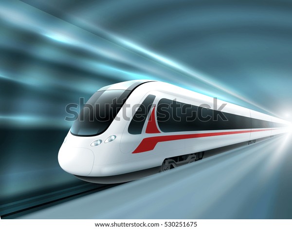 Super Streamlined High Speed Train Station Stock Illustration 530251675 ...