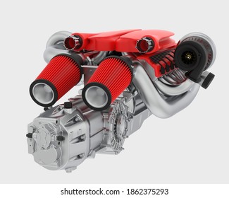 Supercar Engine Isolated On Grey Background Stock Illustration ...