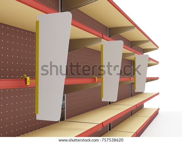 Supermarket Shelf Flags 3d Render Stock Illustration 757538620 ...