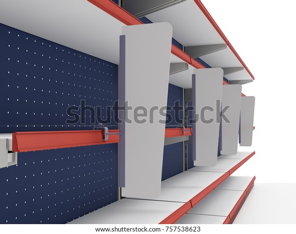 Supermarket Shelf Flags 3d Render Stock Illustration 757538623 ...